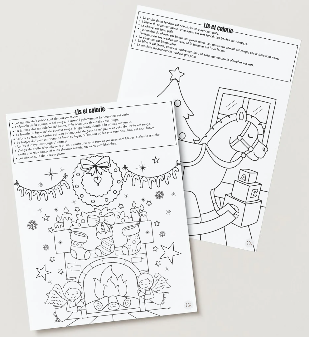 Lis et colorie, thème Noël – Ck création éducation